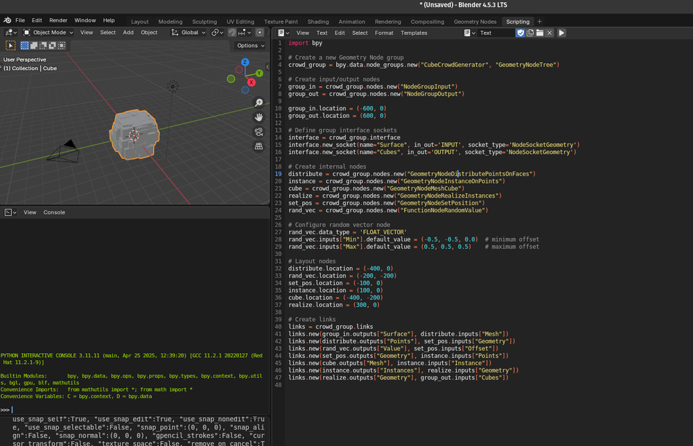 How to Script Geometry Nodes in Blender with Python